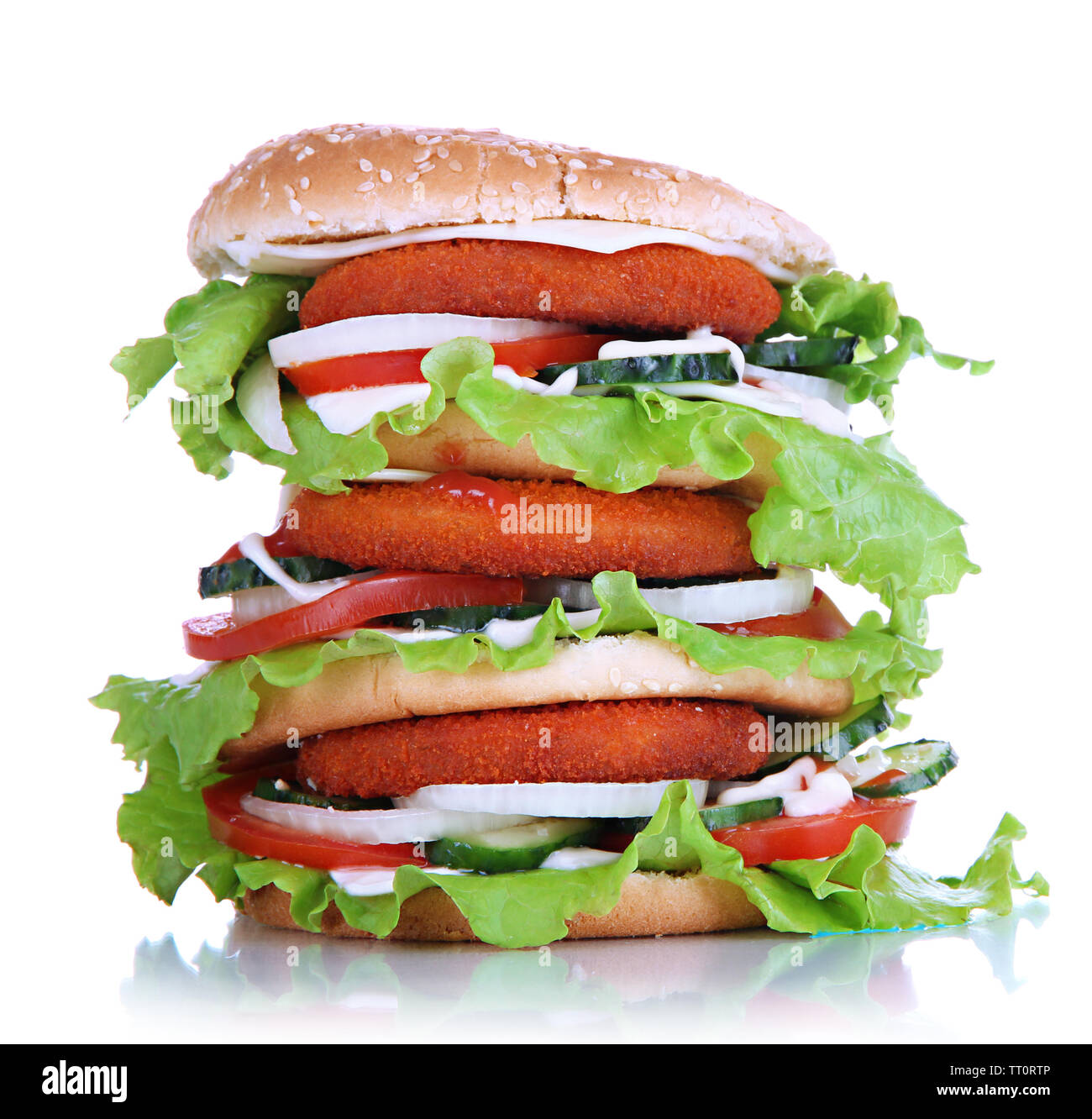 Huge burger, isolated on white Stock Photo - Alamy