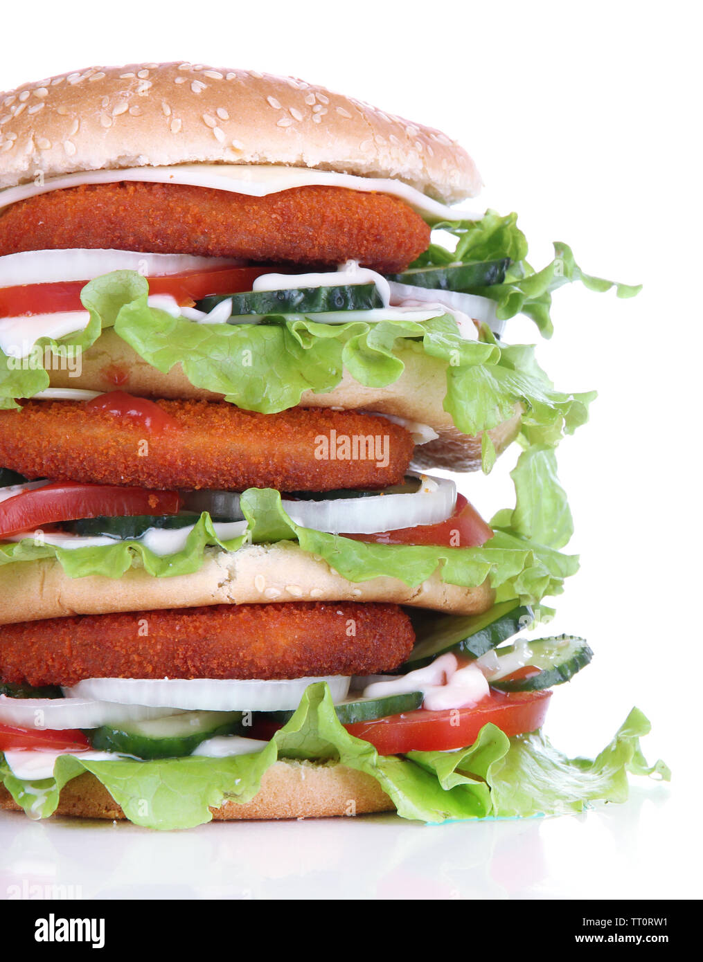 Huge burger, isolated on white Stock Photo - Alamy