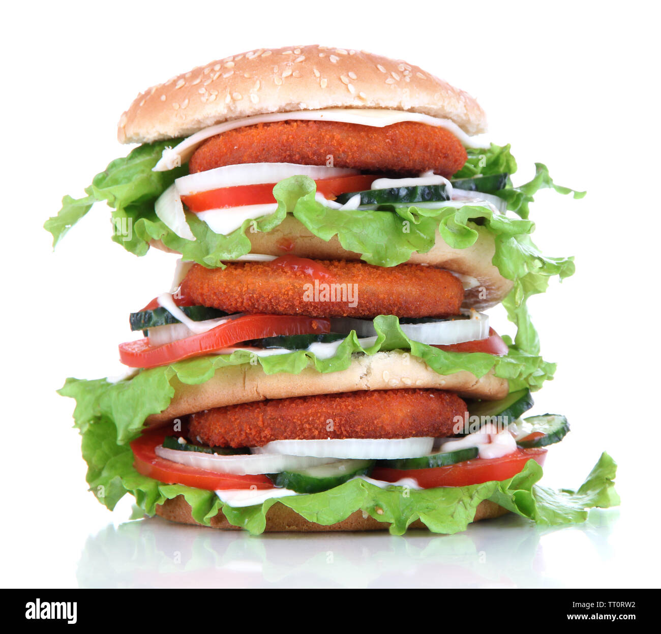 Huge burger, isolated on white Stock Photo - Alamy