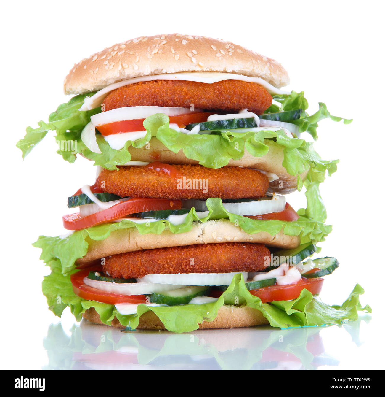 Huge burger, isolated on white Stock Photo - Alamy