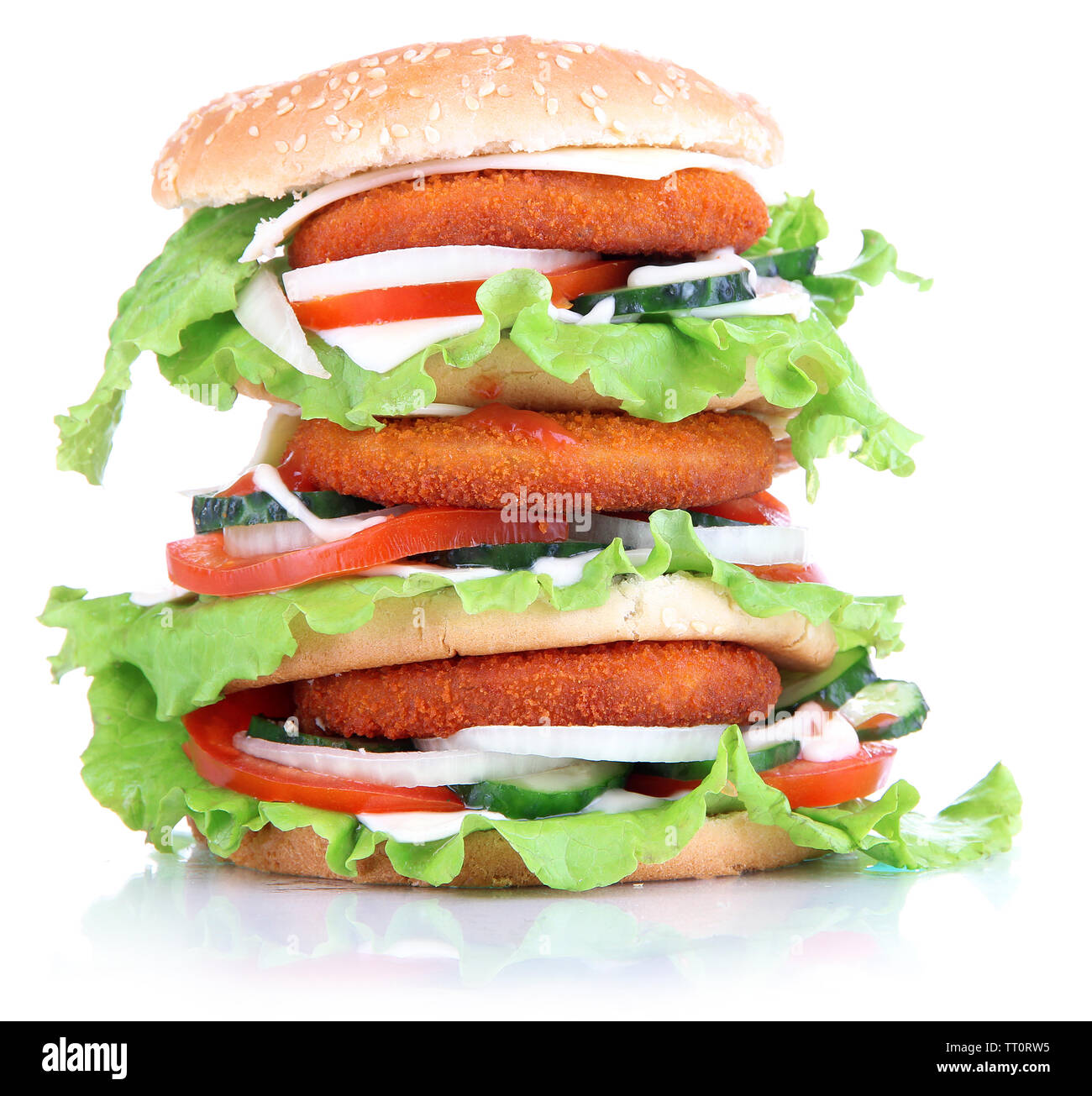 Huge burger, isolated on white Stock Photo - Alamy