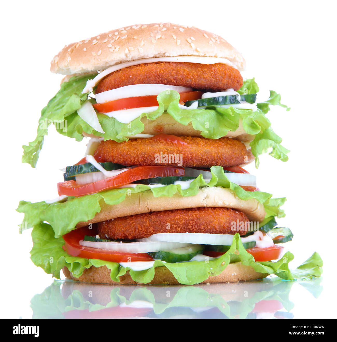 Huge burger, isolated on white Stock Photo - Alamy