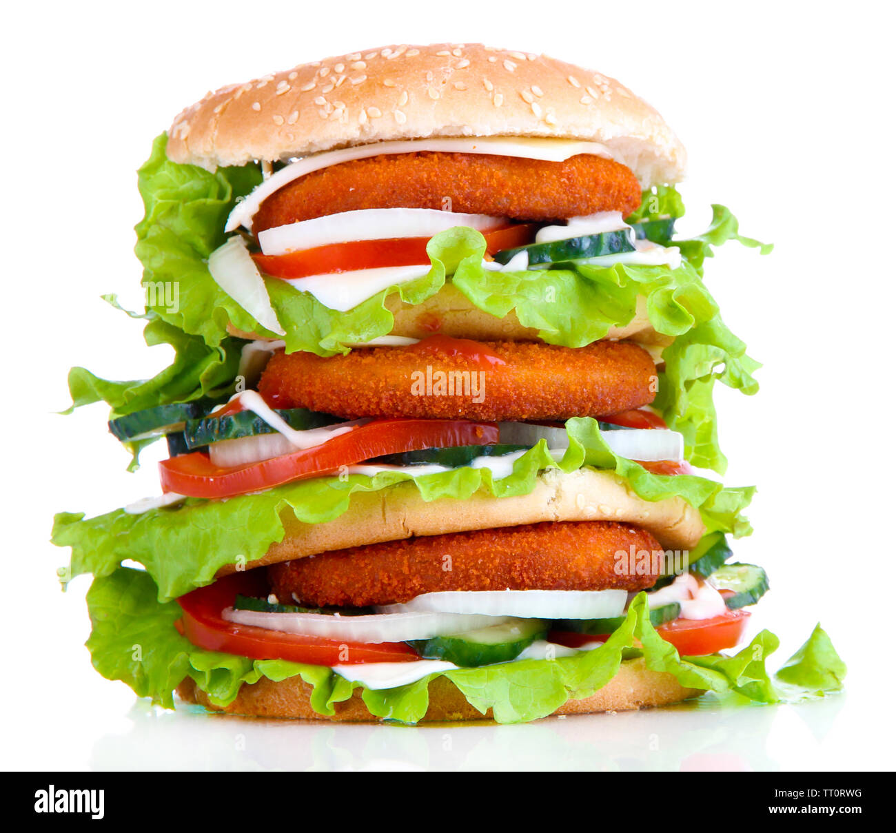 Huge burger, isolated on white Stock Photo - Alamy
