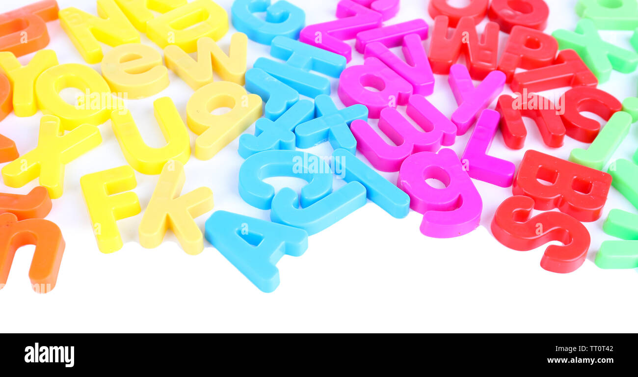 Colorful magnetic letters isolated on white Stock Photo - Alamy