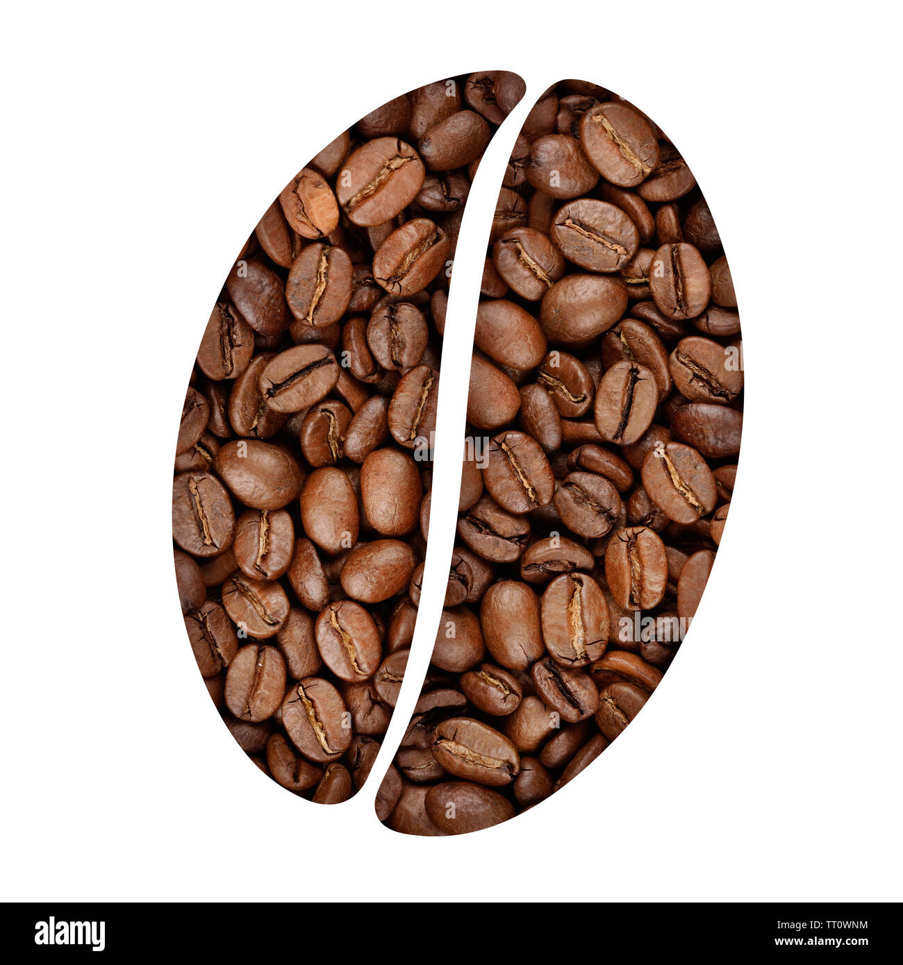 Heap of Coffee beans shaped into a bean symbol Stock Photo - Alamy