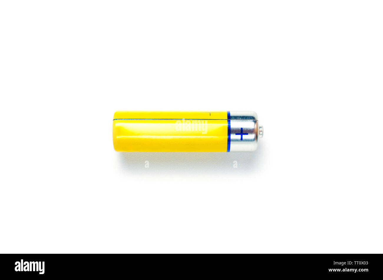 AA battery yellow on a white background. Isolate close-up Stock Photo ...