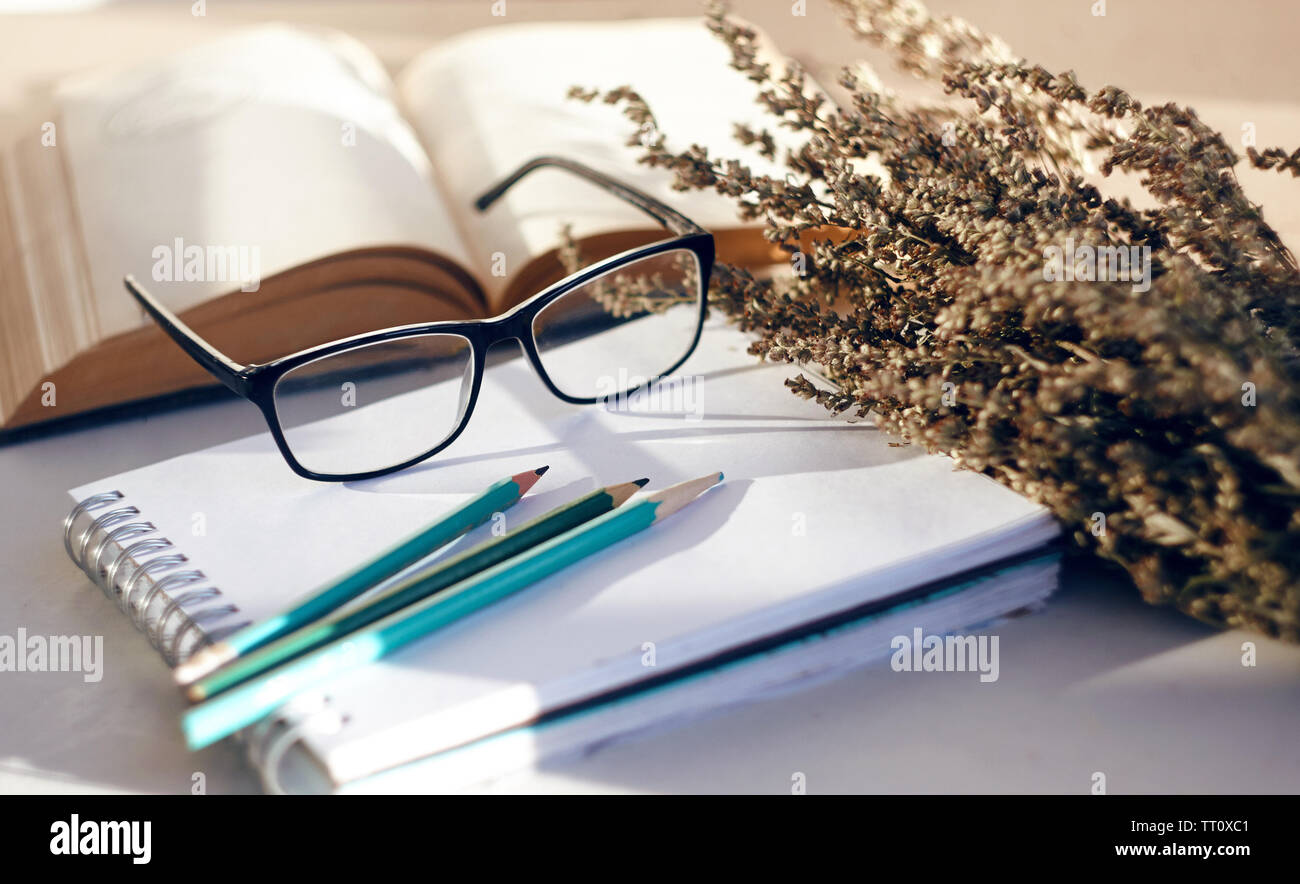 Cute sentimental still life with flowers of wormwood, which in bouquet ...