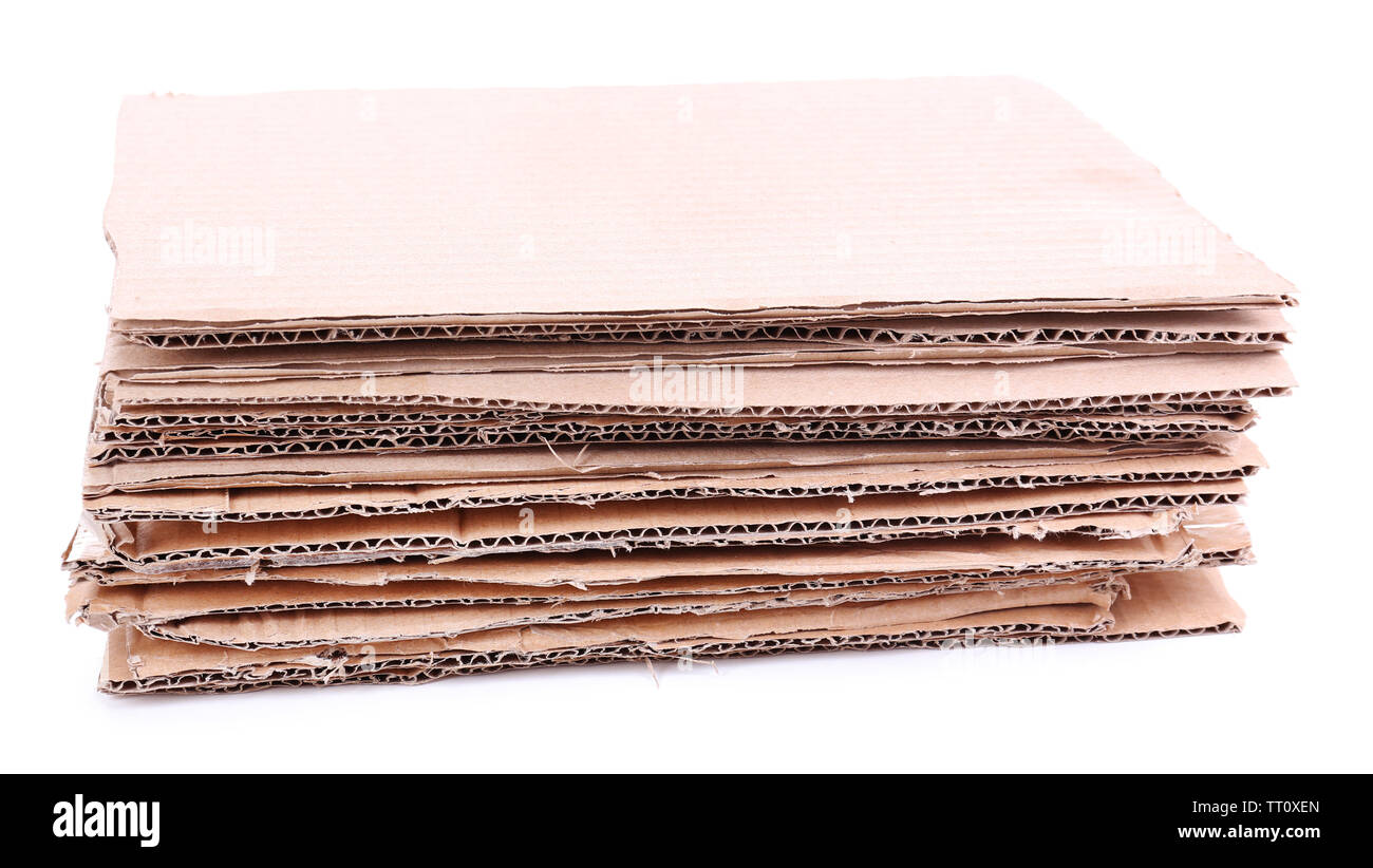 Stack of cardboard for recycling isolated on white Stock Photo - Alamy