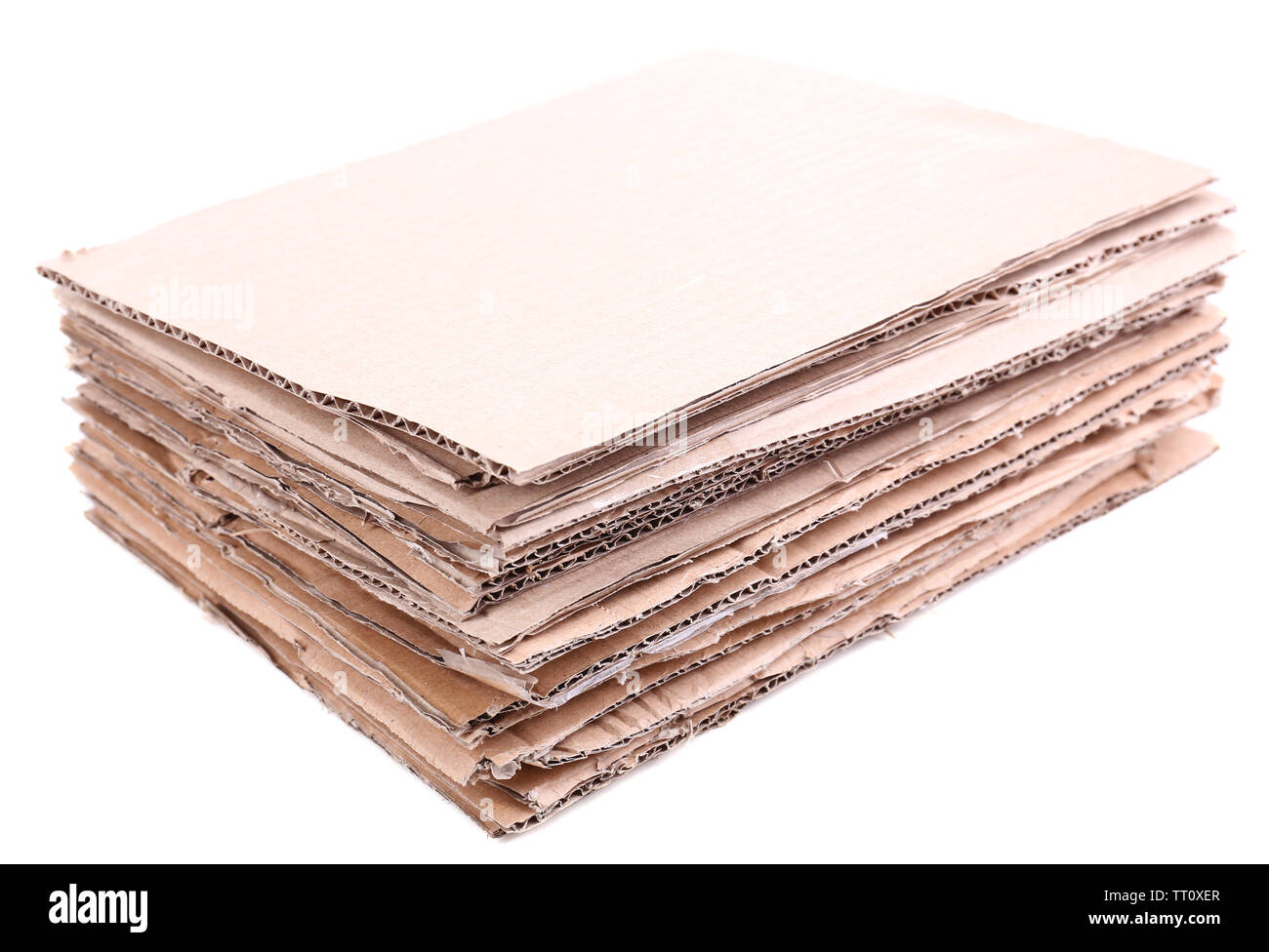 Stack of cardboard for recycling isolated on white Stock Photo - Alamy