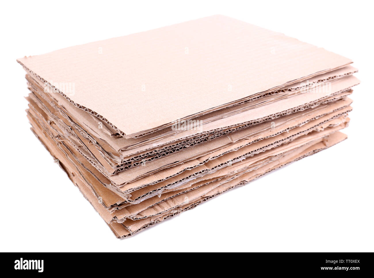 Stack of cardboard for recycling isolated on white Stock Photo - Alamy