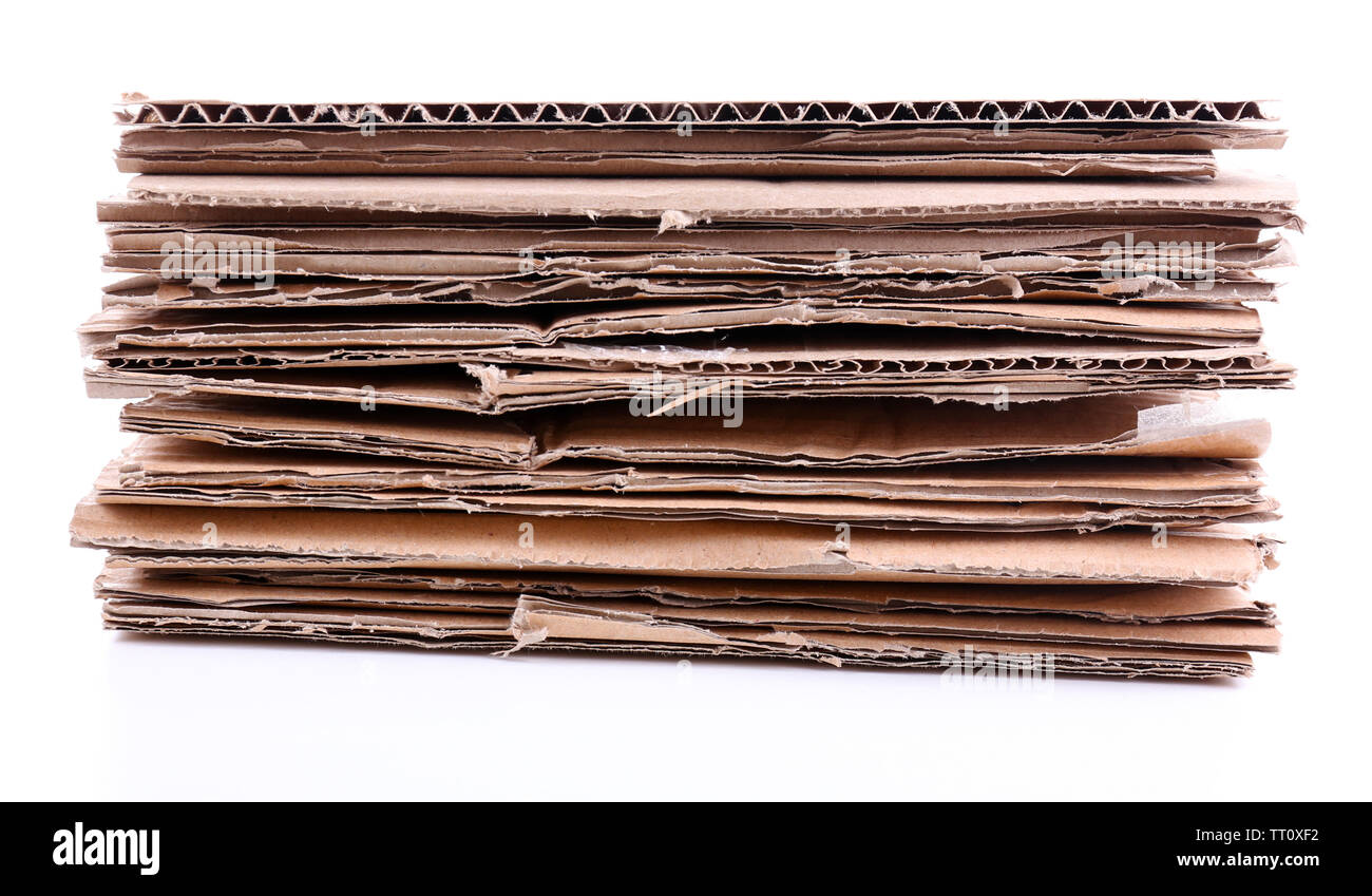 Stack of cardboard for recycling isolated on white Stock Photo - Alamy