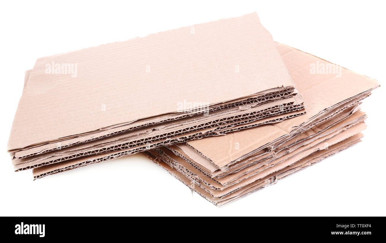 Stack of cardboard for recycling isolated on white Stock Photo - Alamy