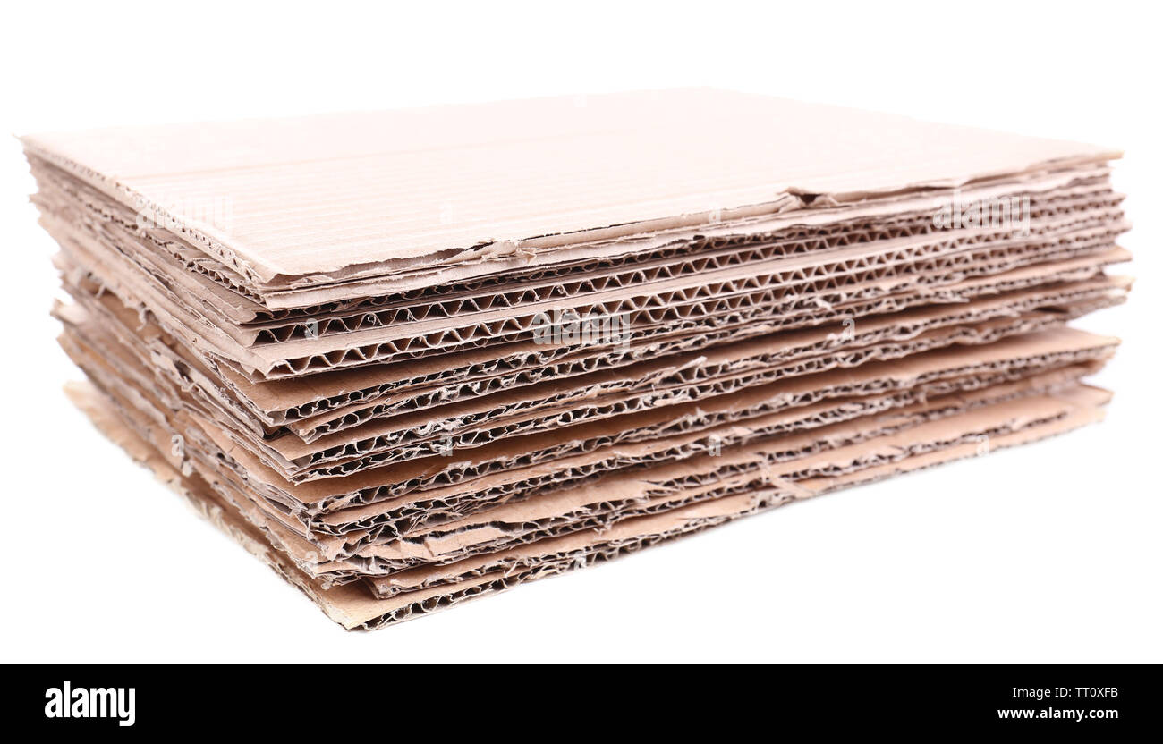 Stack of cardboard for recycling isolated on white Stock Photo - Alamy