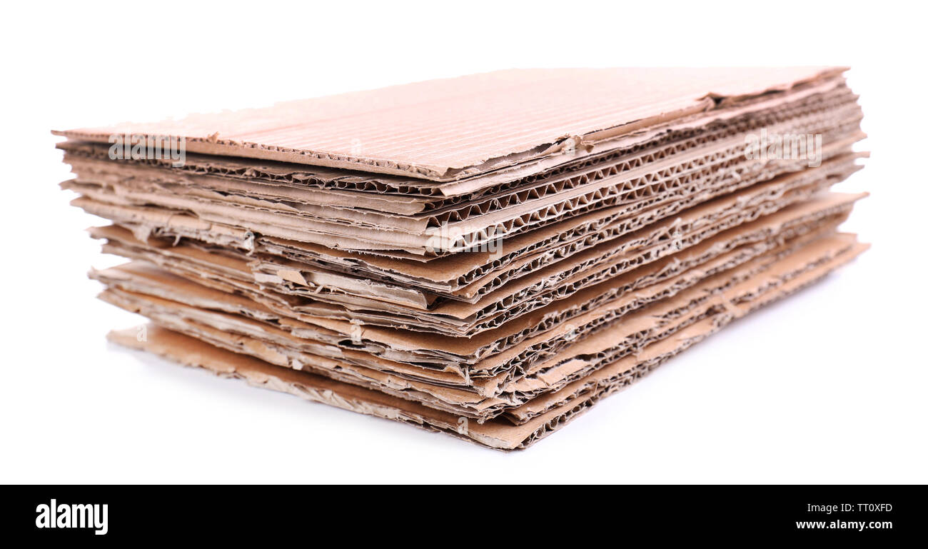 Stack of cardboard for recycling isolated on white Stock Photo - Alamy