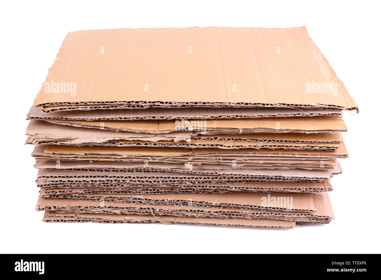 Stack of cardboard for recycling isolated on white Stock Photo - Alamy