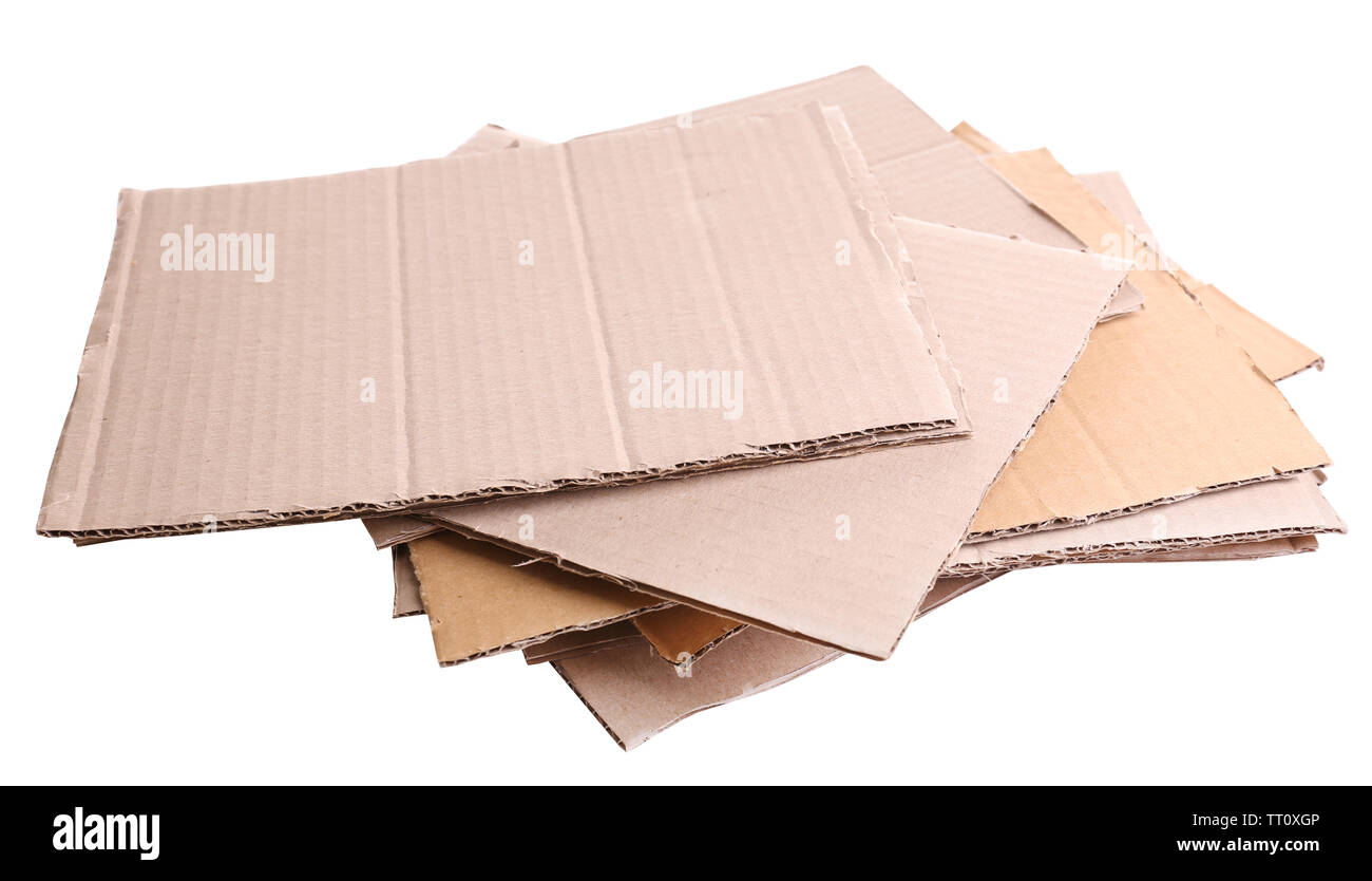 Stack of cardboard for recycling isolated on white Stock Photo - Alamy