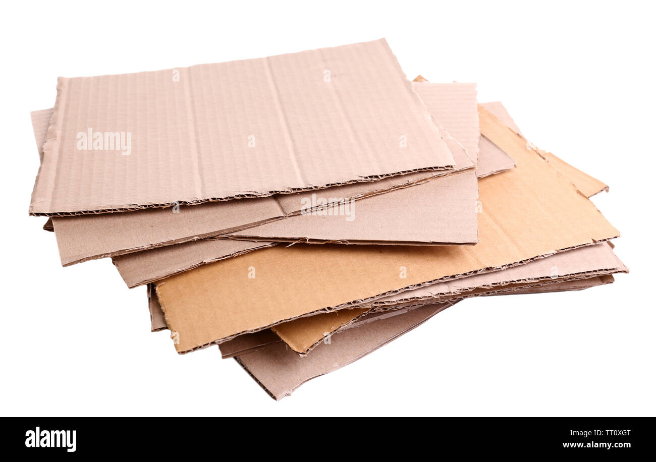 Stack of cardboard for recycling isolated on white Stock Photo - Alamy
