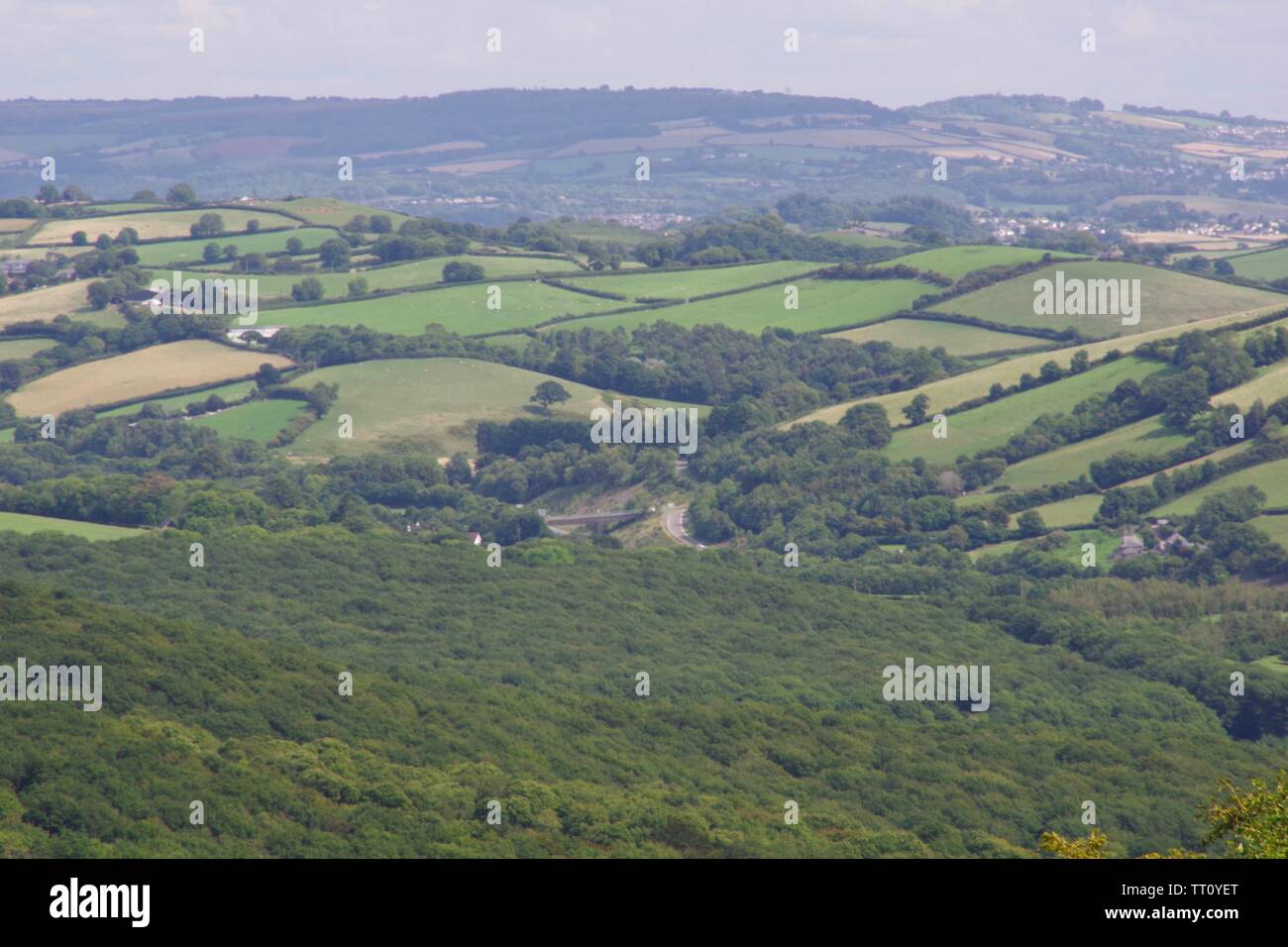 Pastoral Patchwork Landscape of Fields, Hedgerows and Woods in High ...