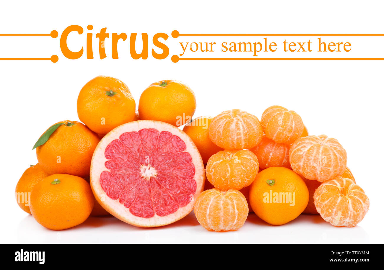 Ripe sweet tangerines and grapefruit, isolated on white Stock Photo - Alamy