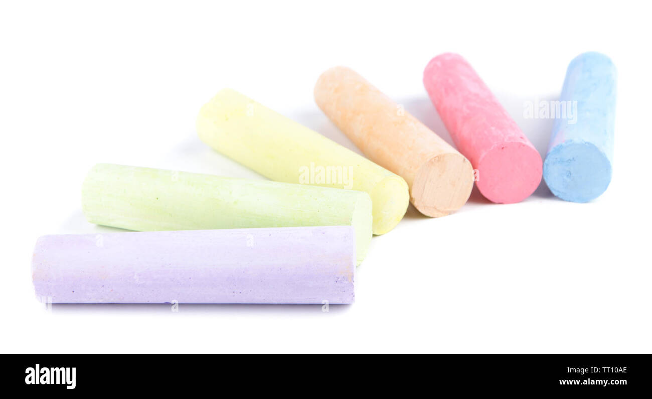Chalks in variety of colors, isolated on white Stock Photo - Alamy