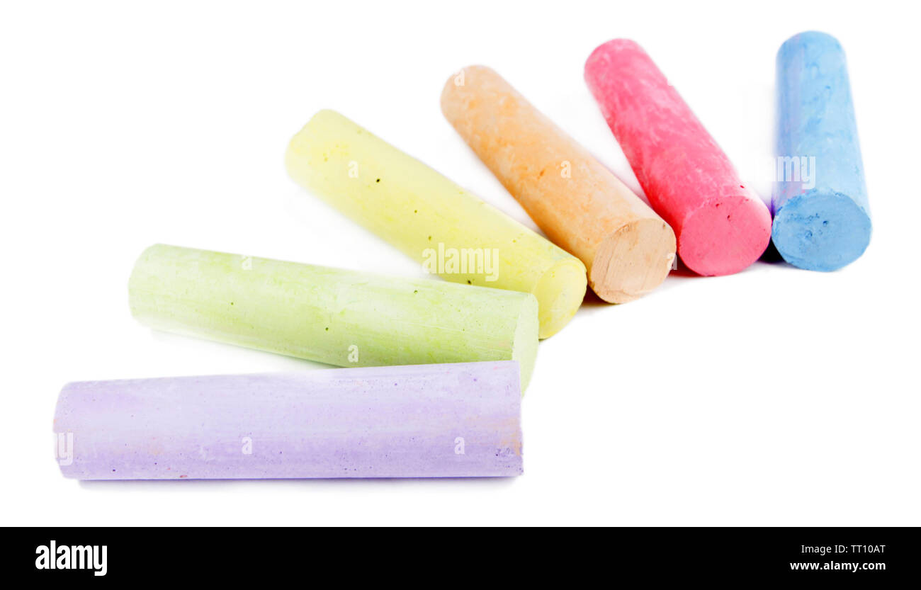 Chalks in variety of colors, isolated on white Stock Photo - Alamy