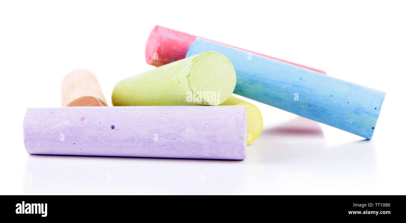 Chalks in variety of colors, isolated on white Stock Photo - Alamy