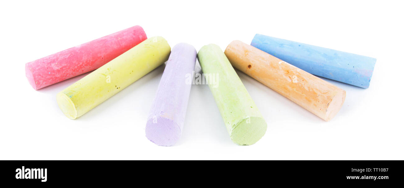 Chalks in variety of colors, isolated on white Stock Photo - Alamy