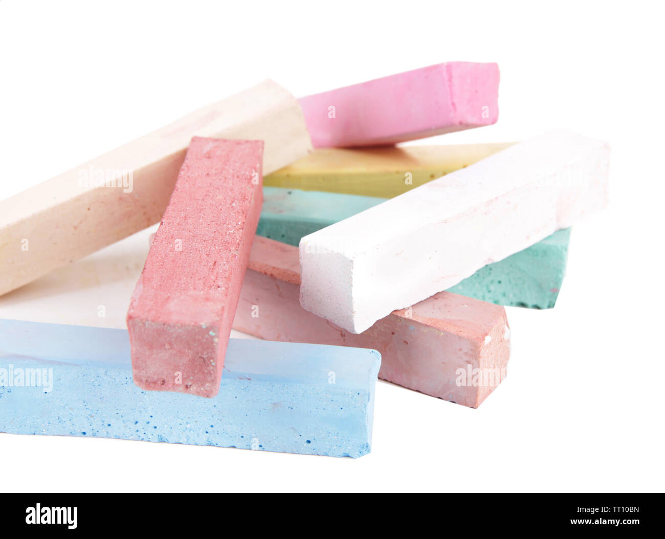 Chalks in variety of colors, isolated on white Stock Photo - Alamy
