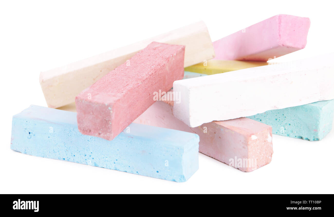Chalks in variety of colors, isolated on white Stock Photo - Alamy