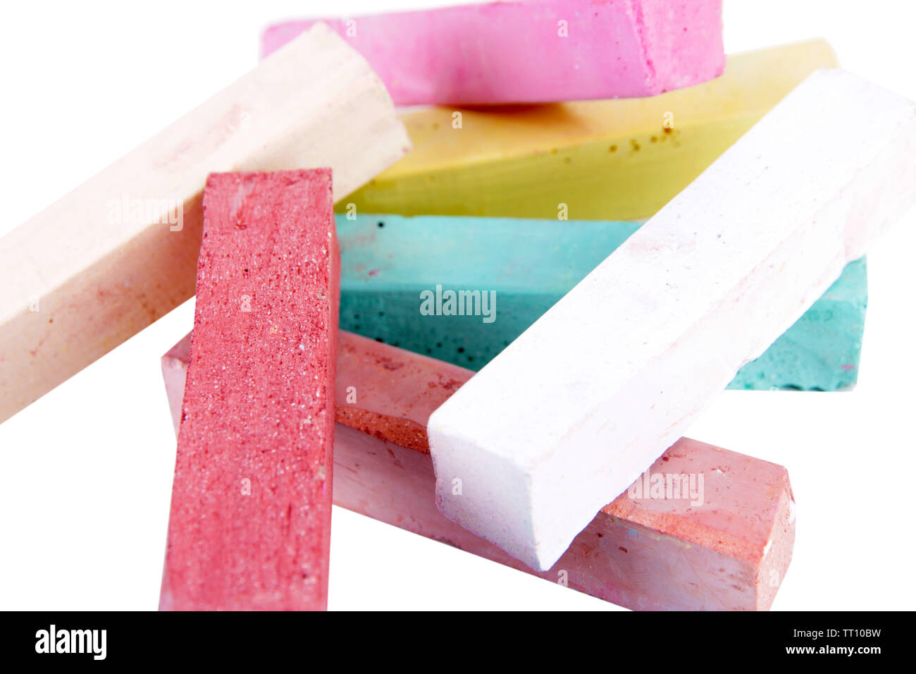 Chalks in variety of colors, isolated on white Stock Photo - Alamy