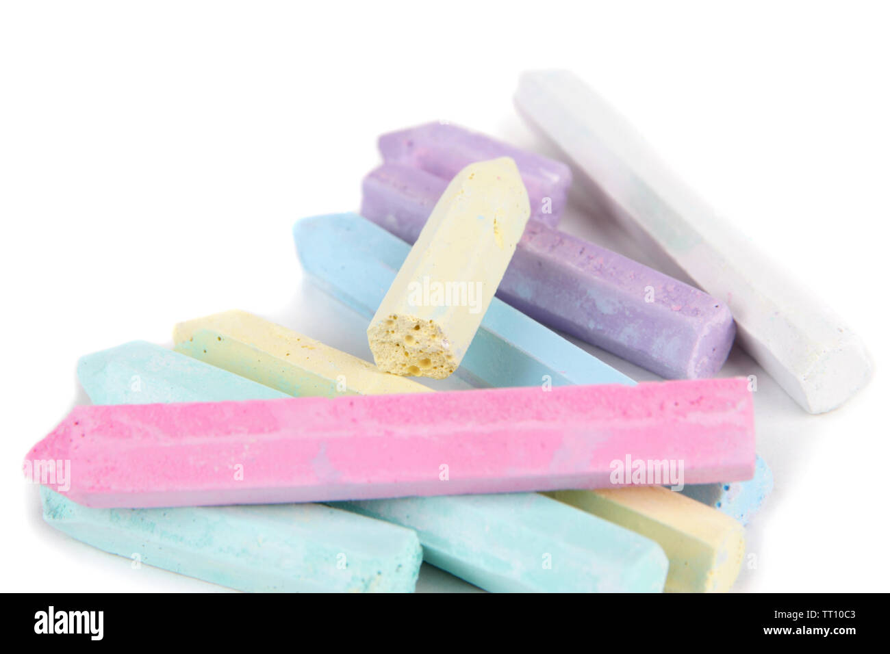 Chalks in variety of colors, isolated on white Stock Photo - Alamy