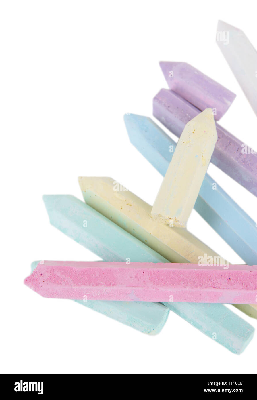 Chalks in variety of colors, isolated on white Stock Photo - Alamy