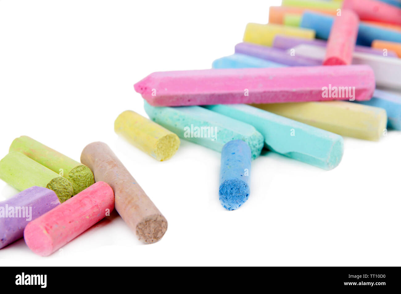 Chalks in variety of colors, isolated on white Stock Photo - Alamy
