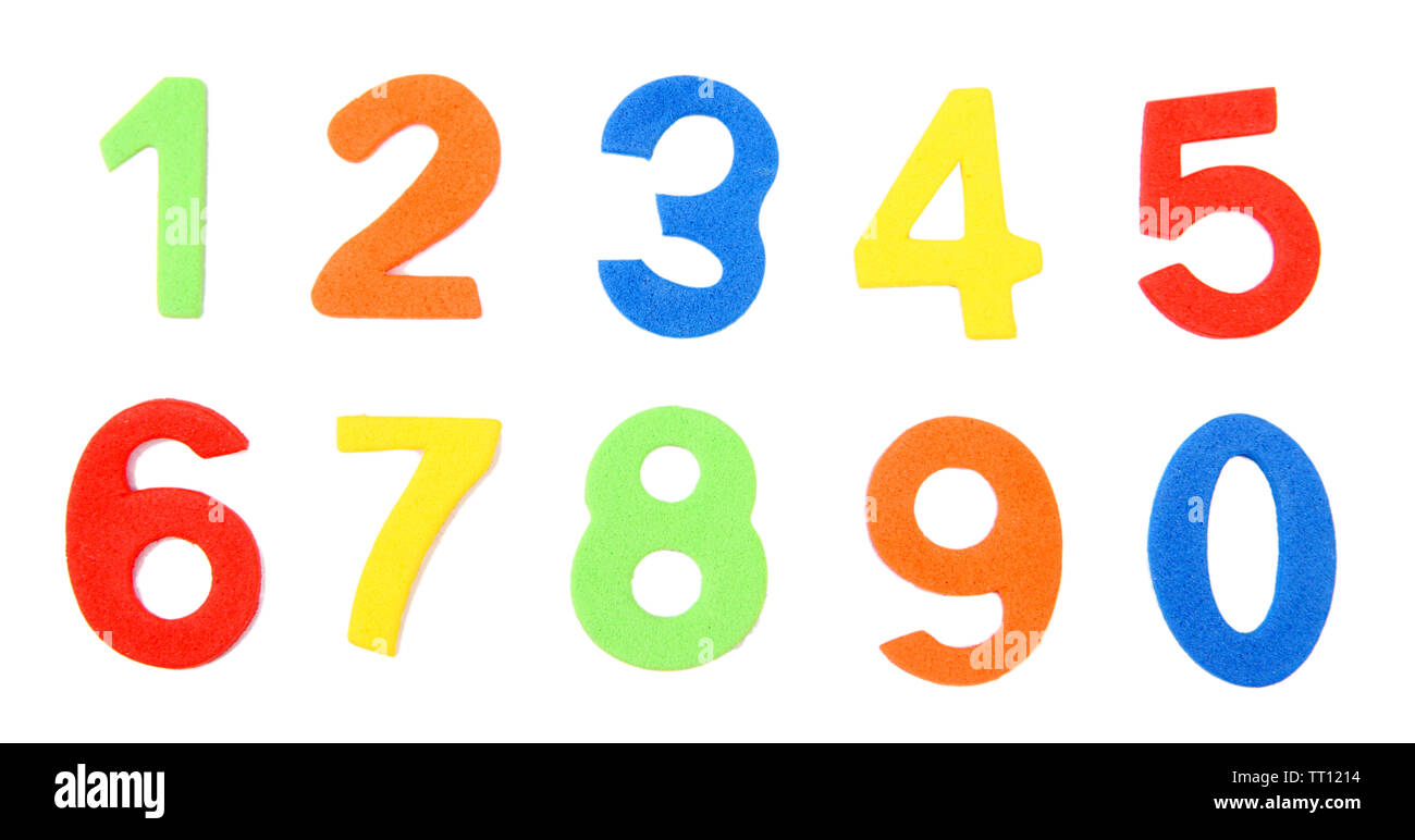 Colorful numbers, isolated on white Stock Photo - Alamy