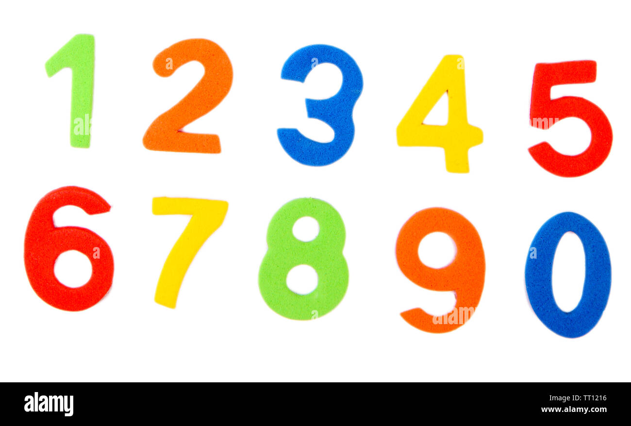 Colorful numbers, isolated on white Stock Photo - Alamy