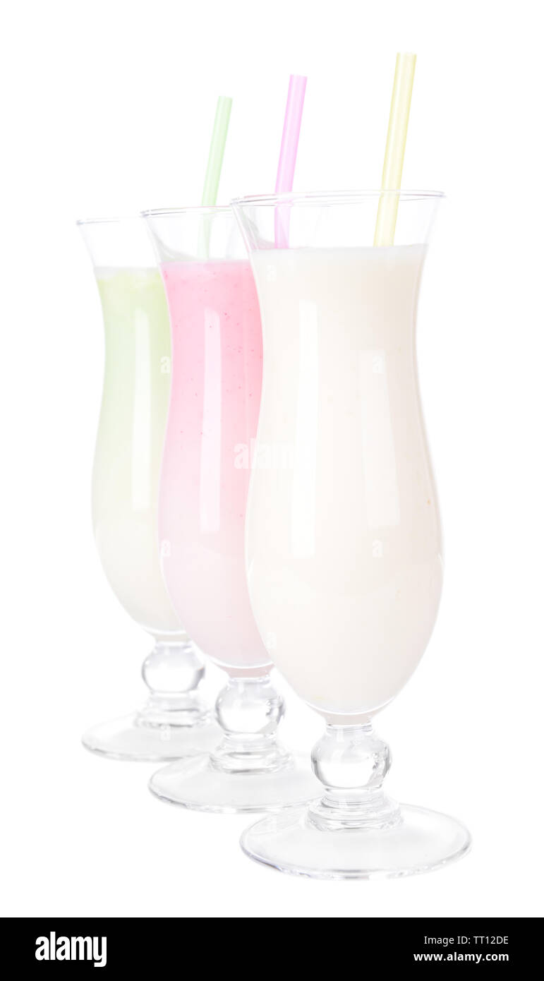 Milk shakes isolated on white Stock Photo - Alamy