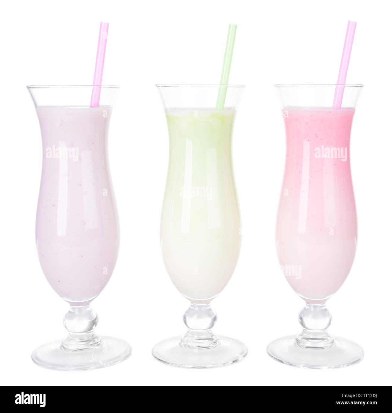 Milk shakes isolated on white Stock Photo - Alamy