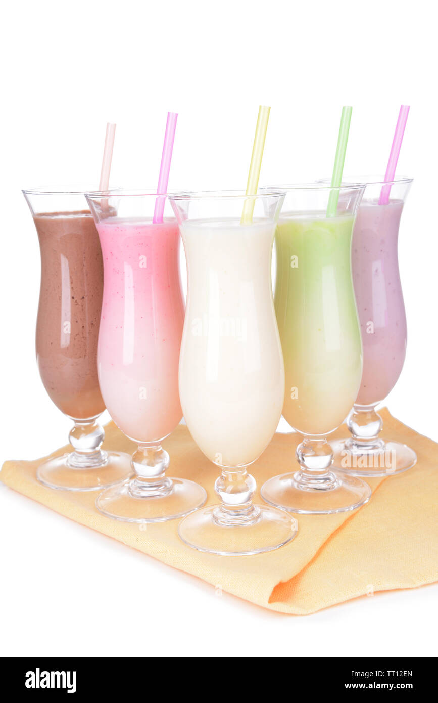 Milk shakes isolated on white Stock Photo - Alamy
