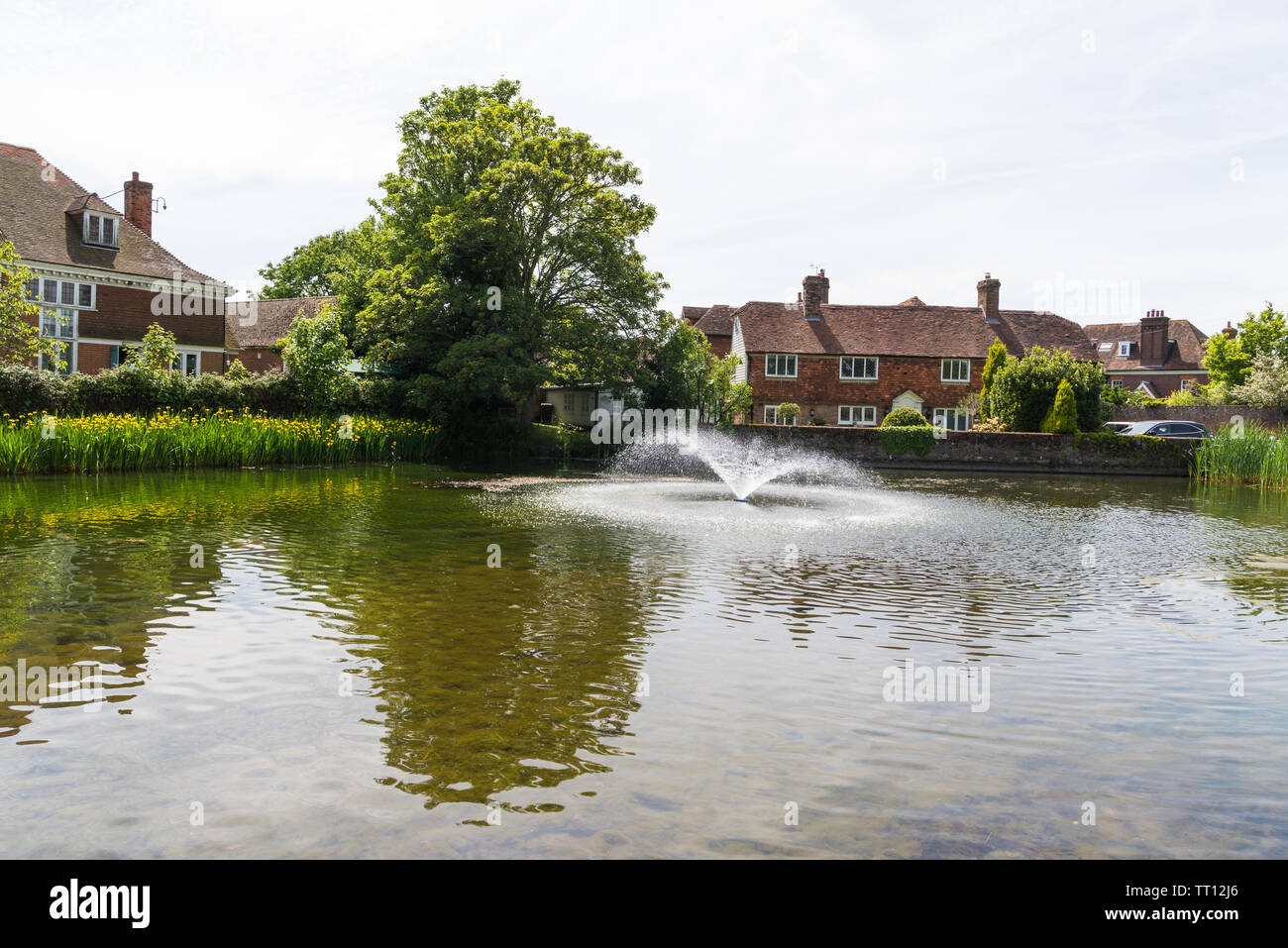 The village pond in the beautiful village of Goudhurst, Kent, England ...