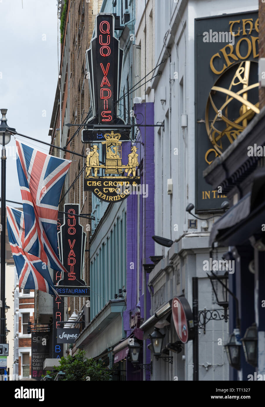 view along Dean Street featuring The Crown and Two Chairmen pub and Quo ...