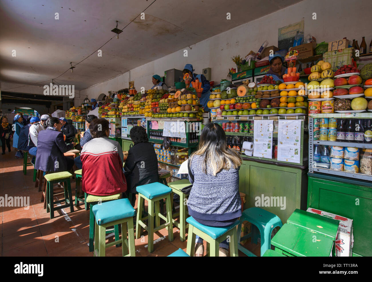 Fruit shake vendors at the Mercado Central, Sucre, Bolivia Stock Photo ...