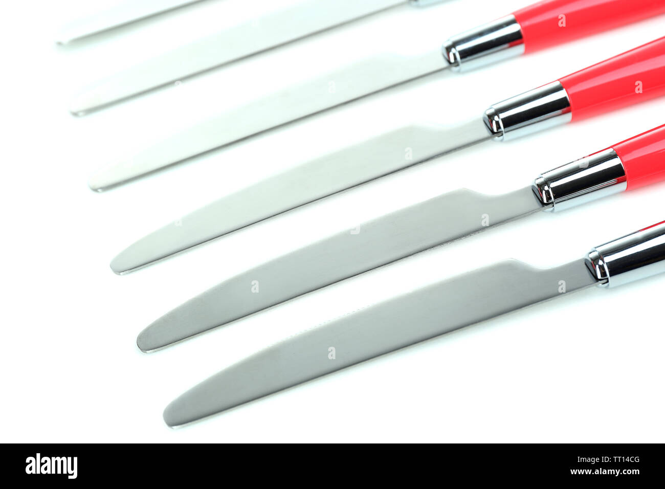 Silver knives isolated on white Stock Photo - Alamy