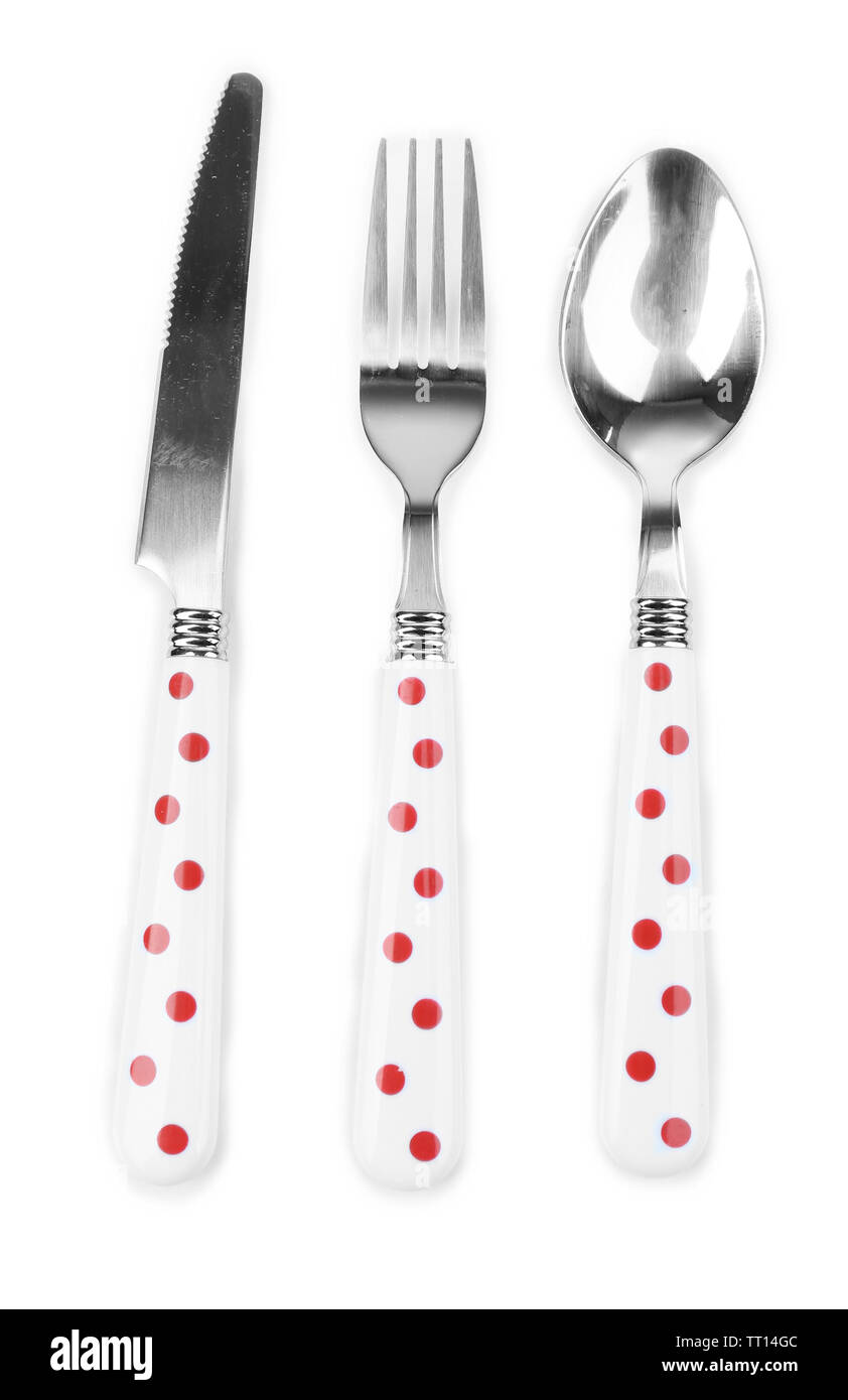 Kitchen cutlery isolated on white Stock Photo - Alamy