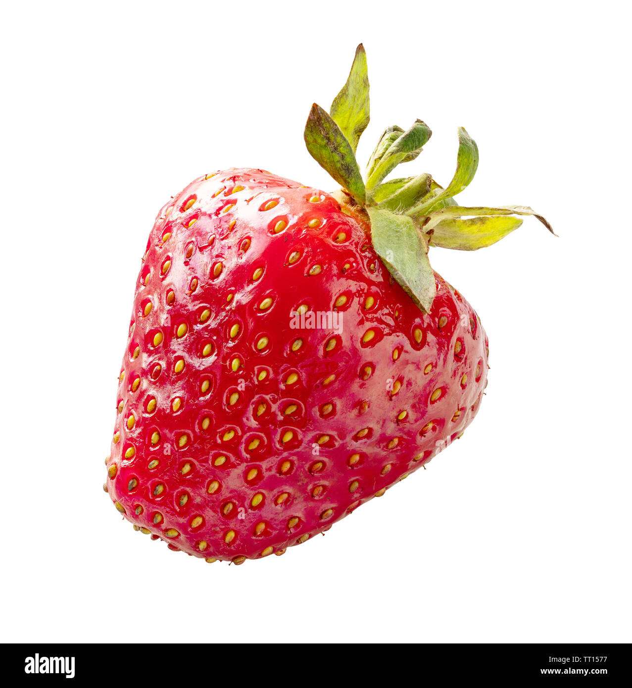 ripe strawberry fruit cut out on white background Stock Photo - Alamy
