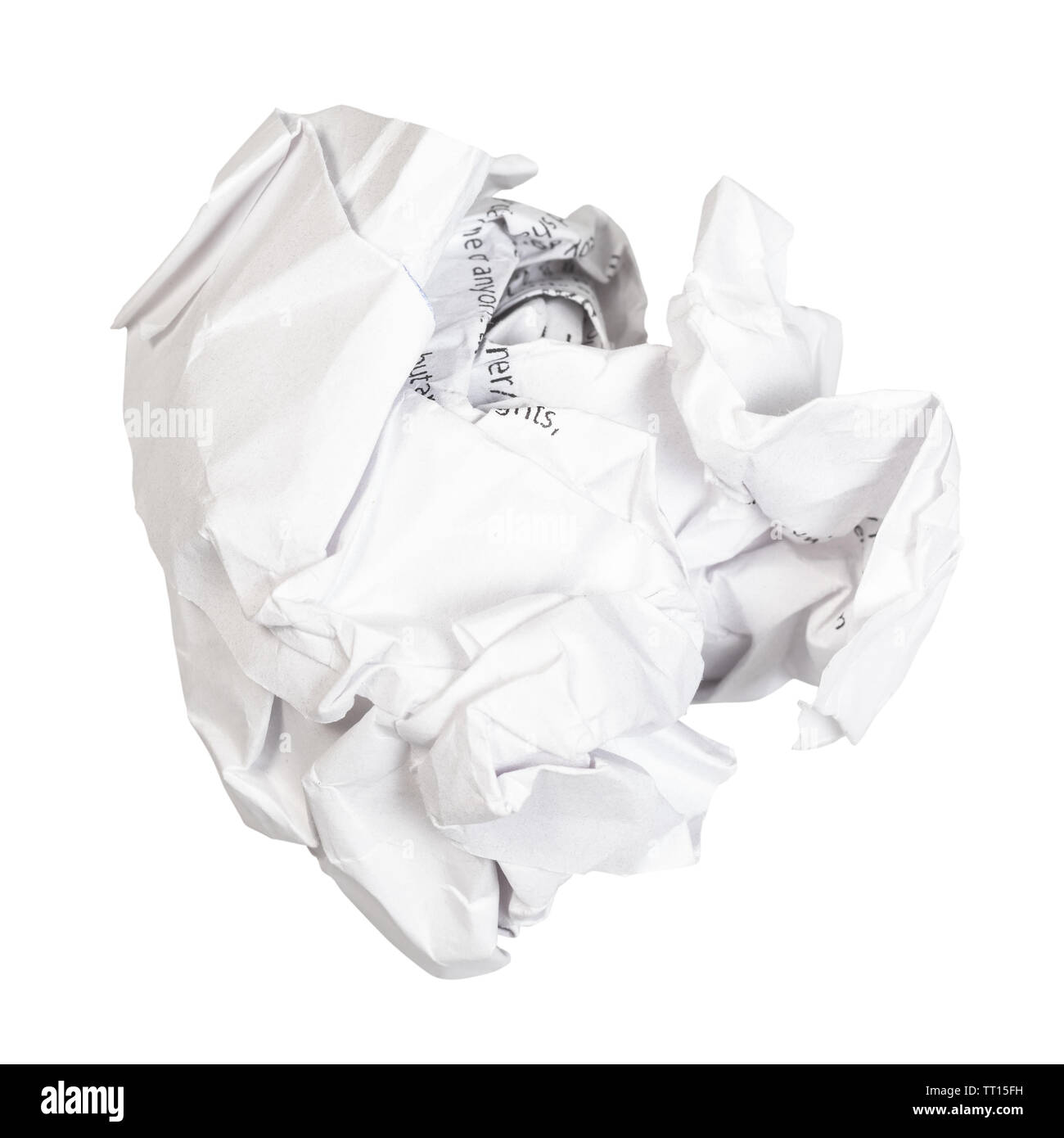 crumpled ball from used white paper cut out on white background Stock ...