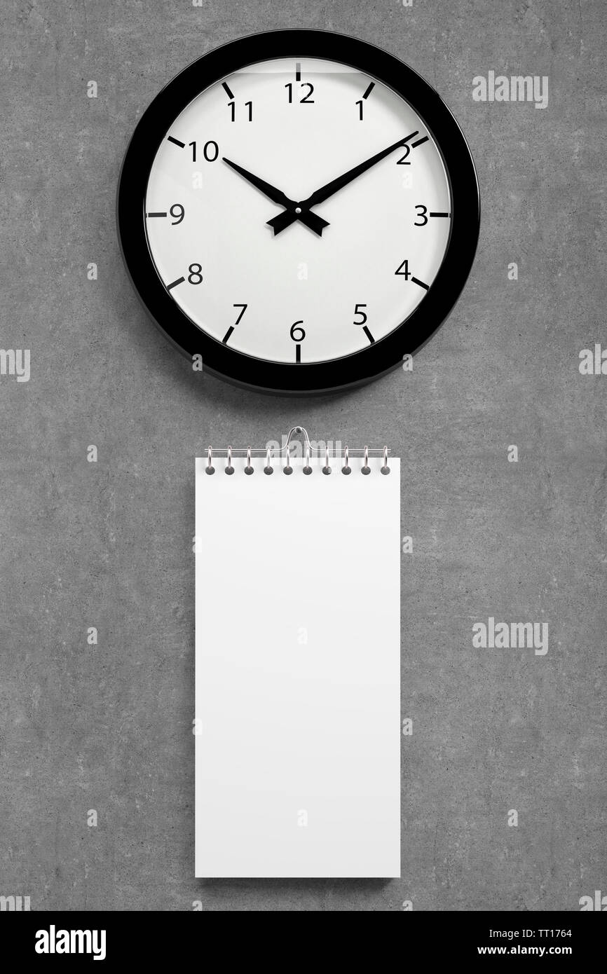 Calendar with Clock Stock Photo - Alamy