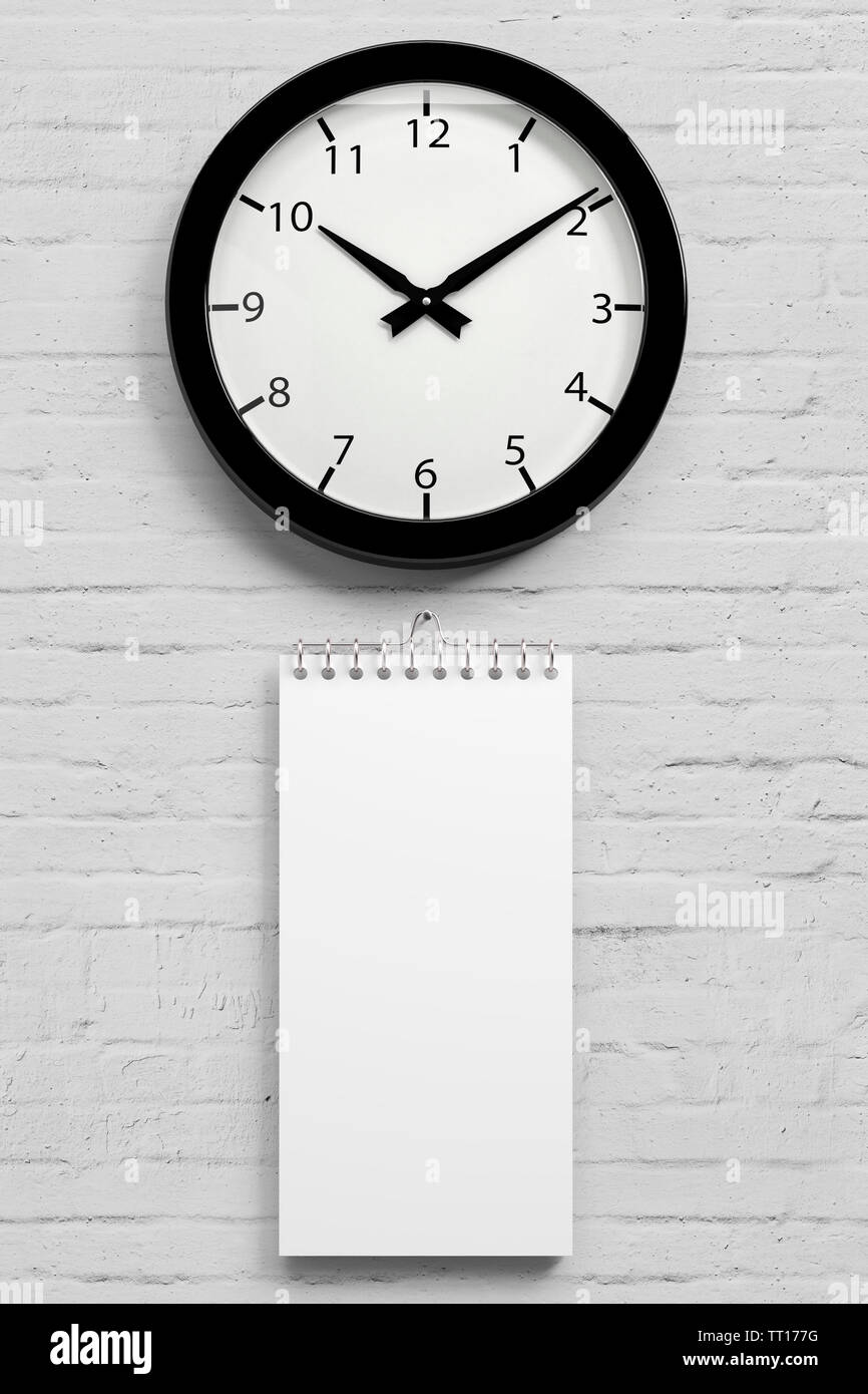 Calendar with Clock Stock Photo - Alamy