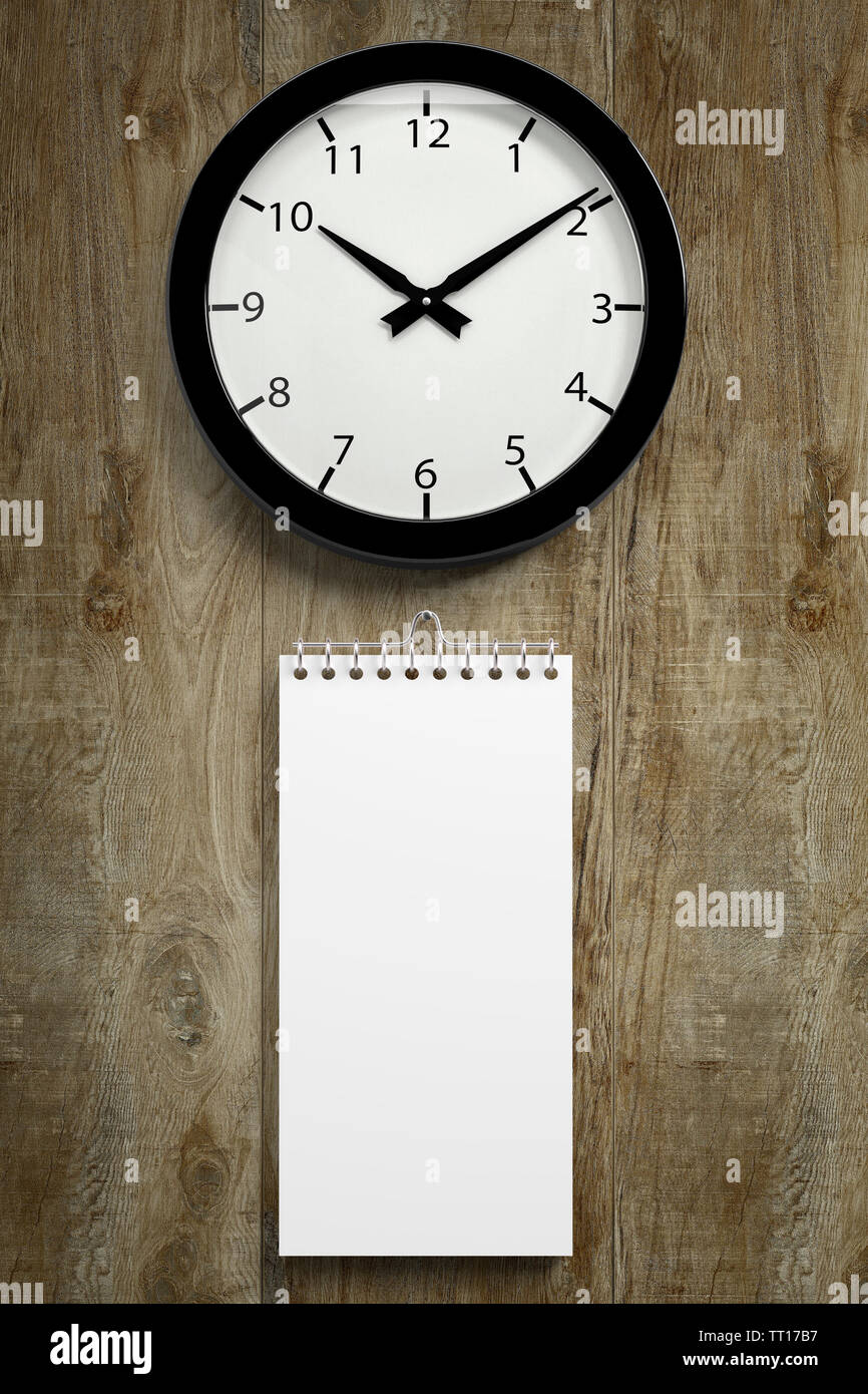 Calendar with Clock Stock Photo - Alamy