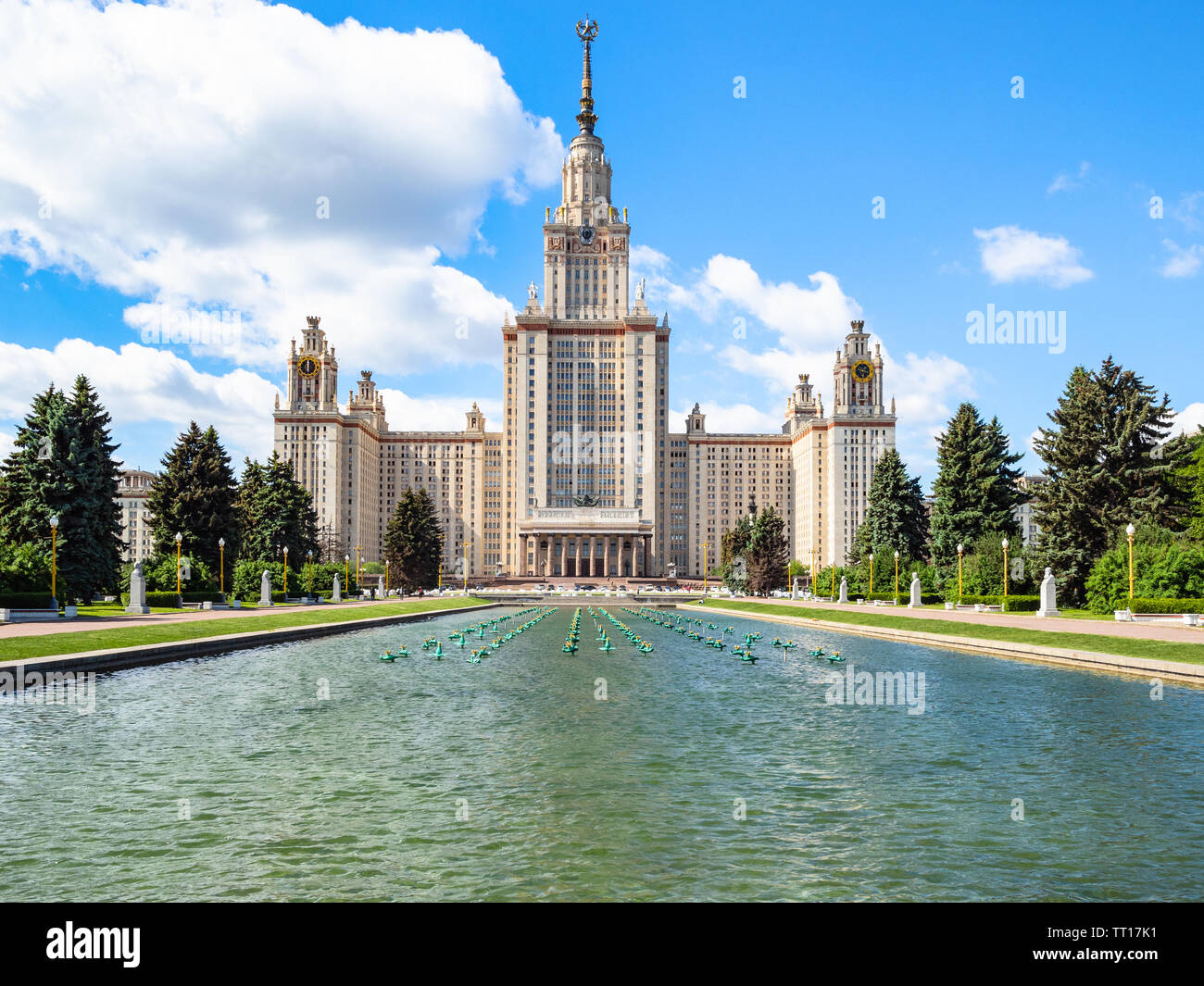 front view of north facade of The Main Building of Moscow University ...