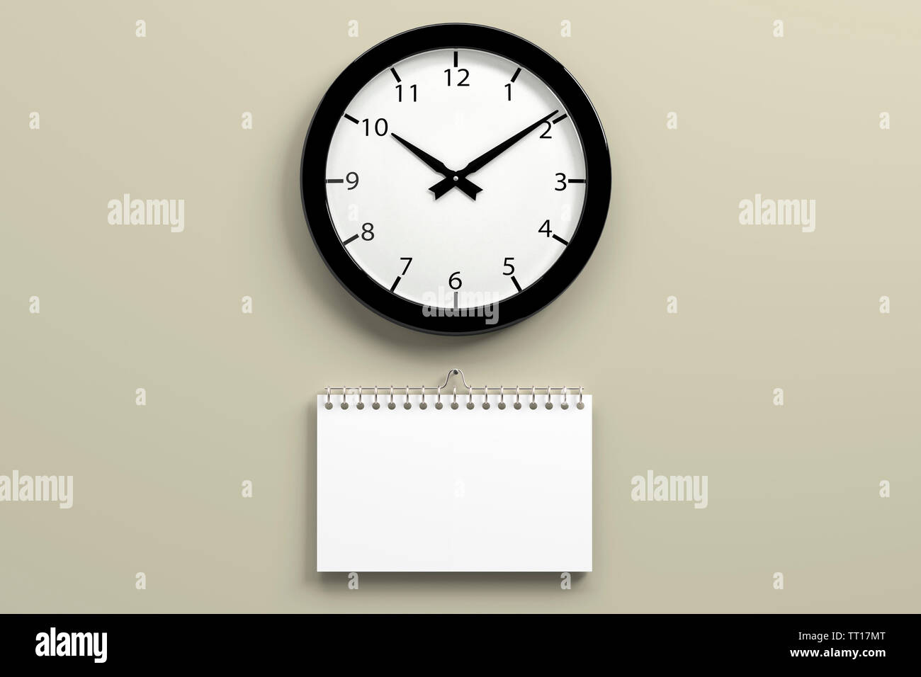 Calendar with Clock Stock Photo - Alamy